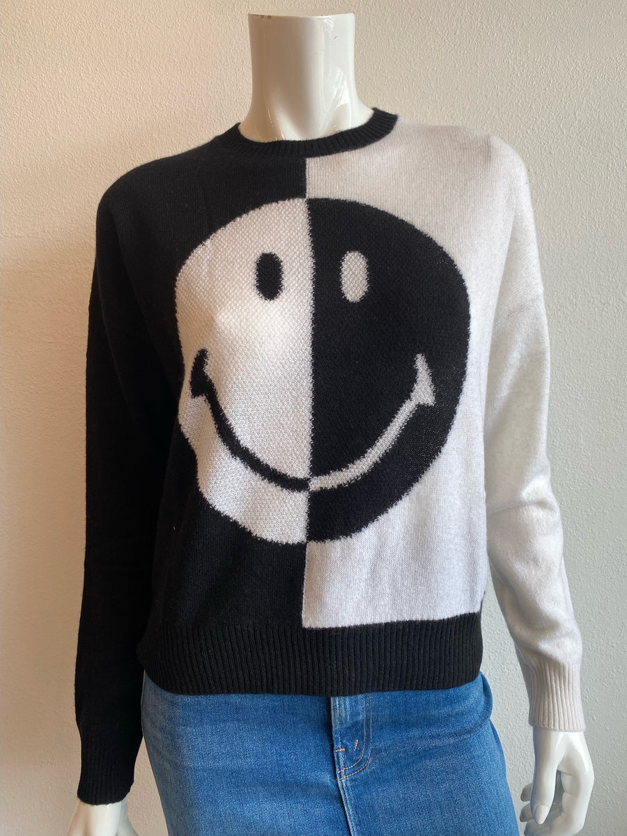 Brodie - Split Smiley Crew Sweater - Black – CAMI