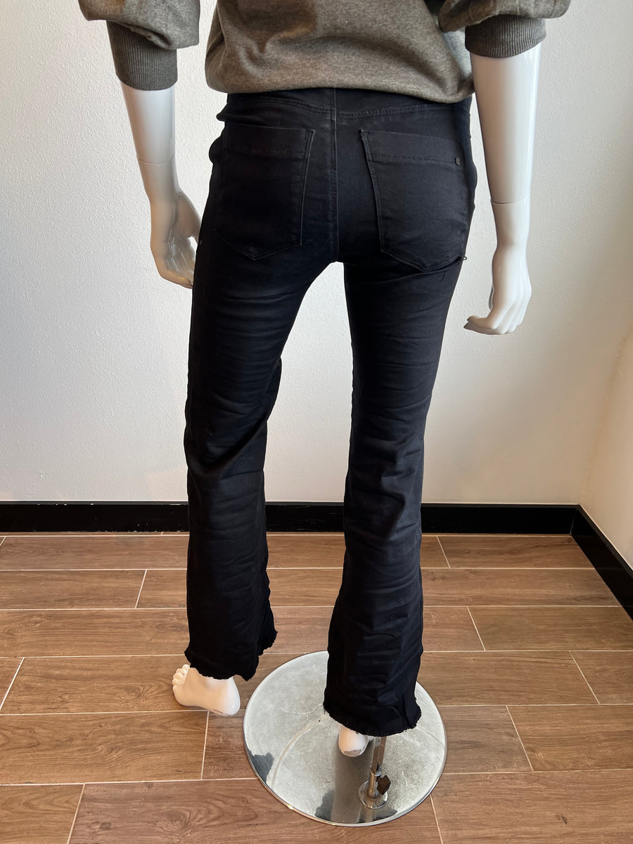 Flog -Malan Wide Leg Button Fly Denim Pants - Black – CAMI